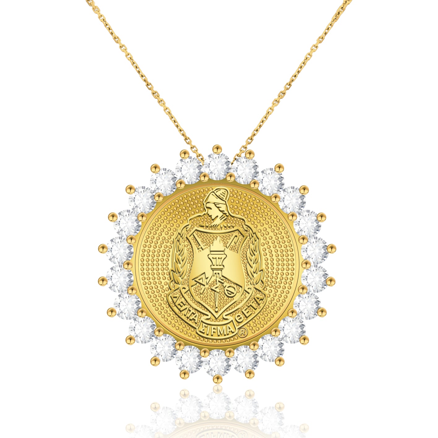 Sunburst DST Shield Pendant Gold Vermeil - Delta Sigma Theta – Gratia Pearl