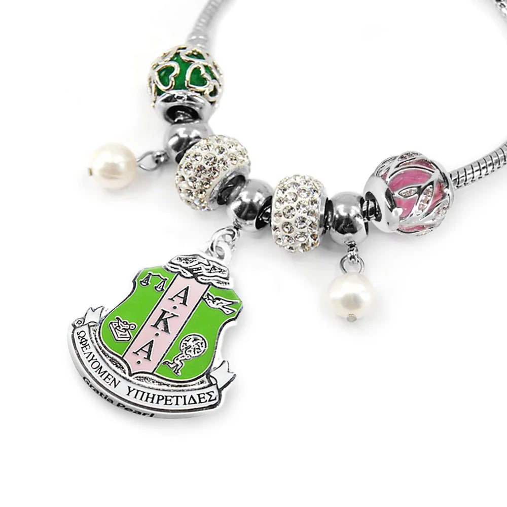 AKA Shield Pearl bracelet | AKA Sorority Bracelet | Gratia Pearl