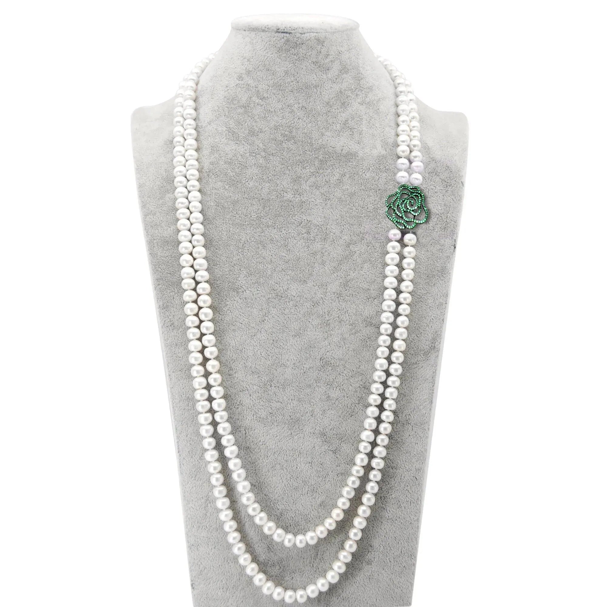 Green Rose Freshwater Pearl necklace | AKA Sorority Necklace | Gratia Pearl