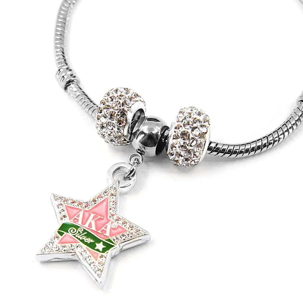 AKA Silver Star Bracelet | AKA Sorority Bracelet | Gratia Pearl