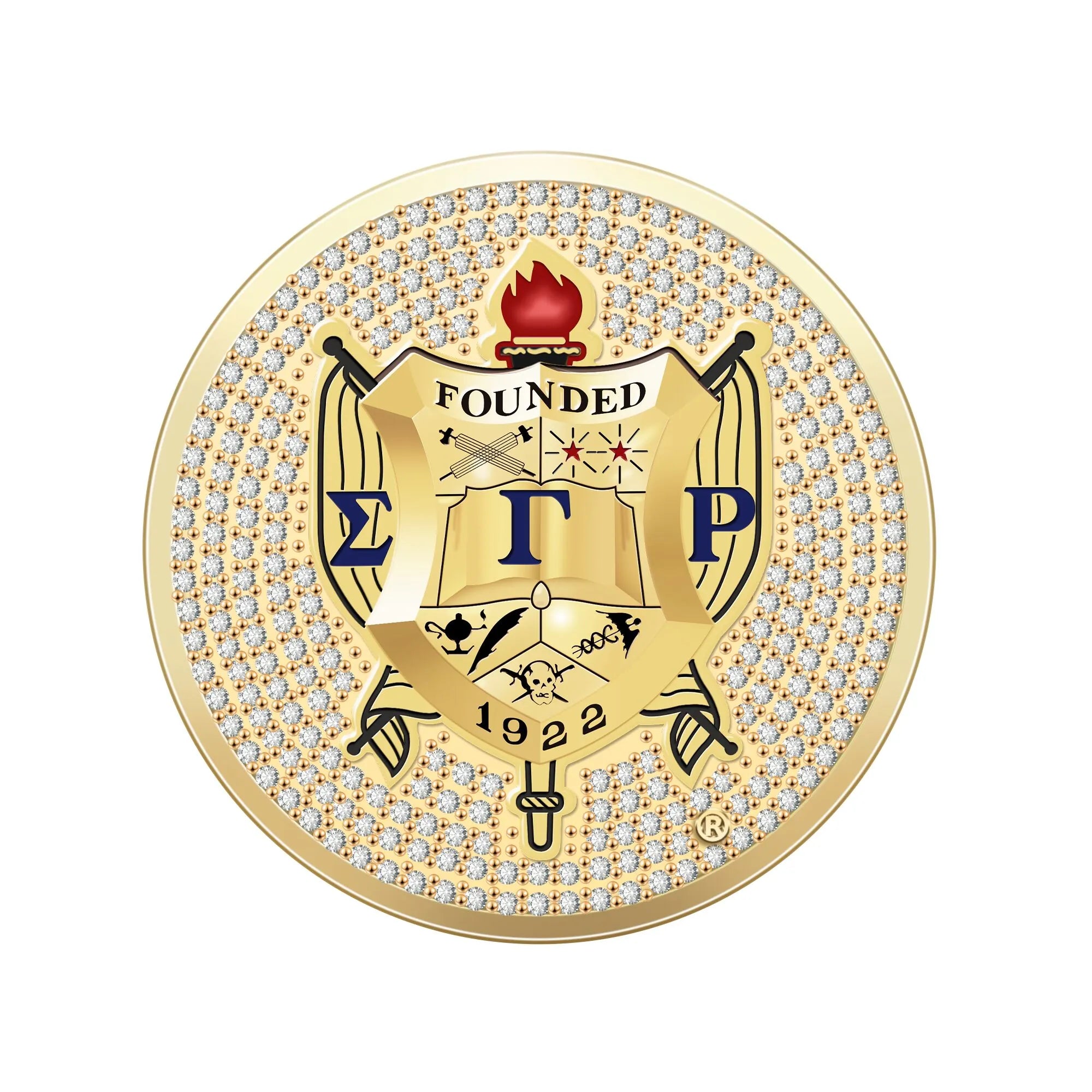 Sigma Gamma Rho Shield Brooch | SGRho Sorority Jewelry | Gratia Pearl